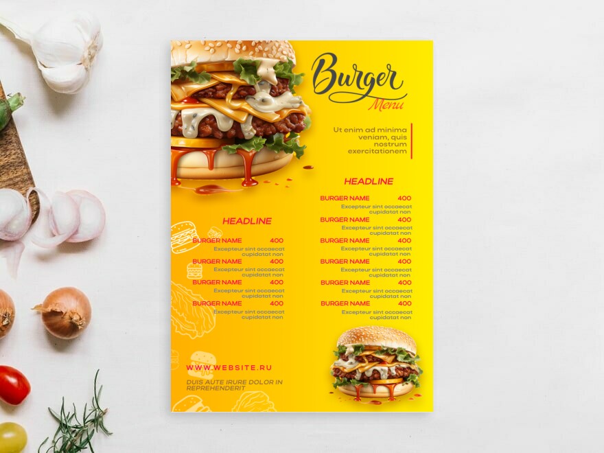 Шаблон листовки №47906 - ресторан, фастфуд - скачать листовку A4 на PRINTUT